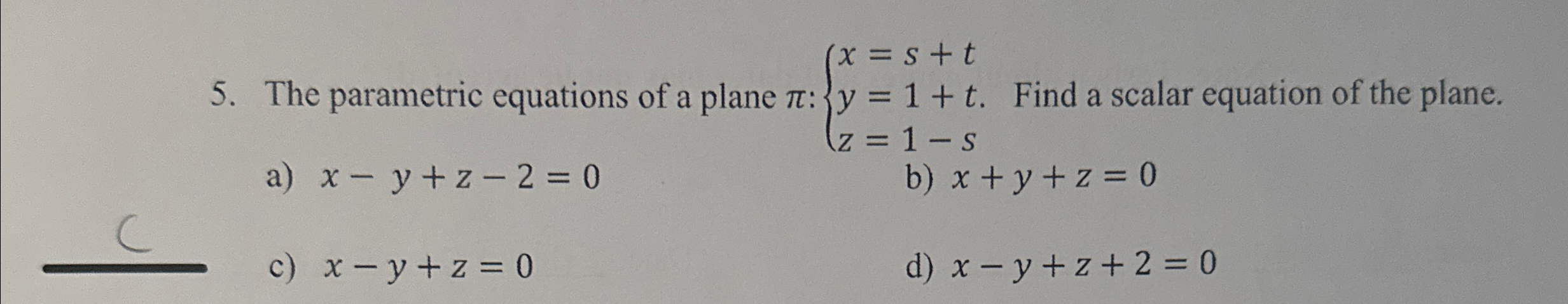 The parametric equations of a plane | Chegg.com