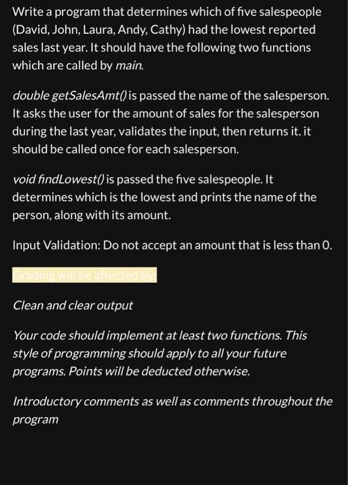 Solved Write a program that determines which of five | Chegg.com