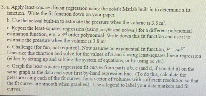 Solved 3. a. Apply least-squares linear regression using the | Chegg.com