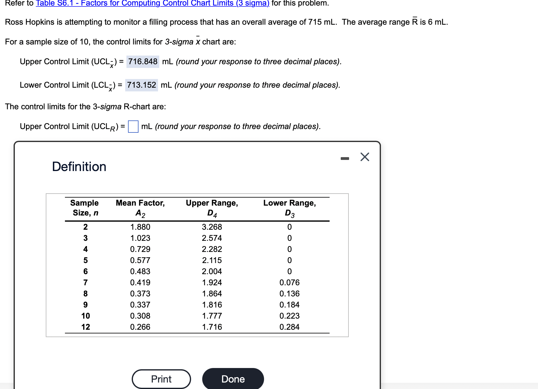 Solved The control limits for the 3-sigma R-chart are:Upper | Chegg.com