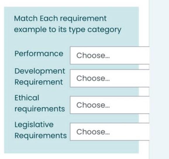 Solved Match Each requirement example to its type category | Chegg.com