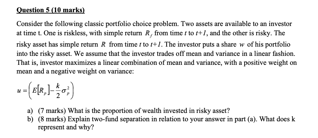 Solved Question 5 (10 ﻿marks)Consider the following classic | Chegg.com