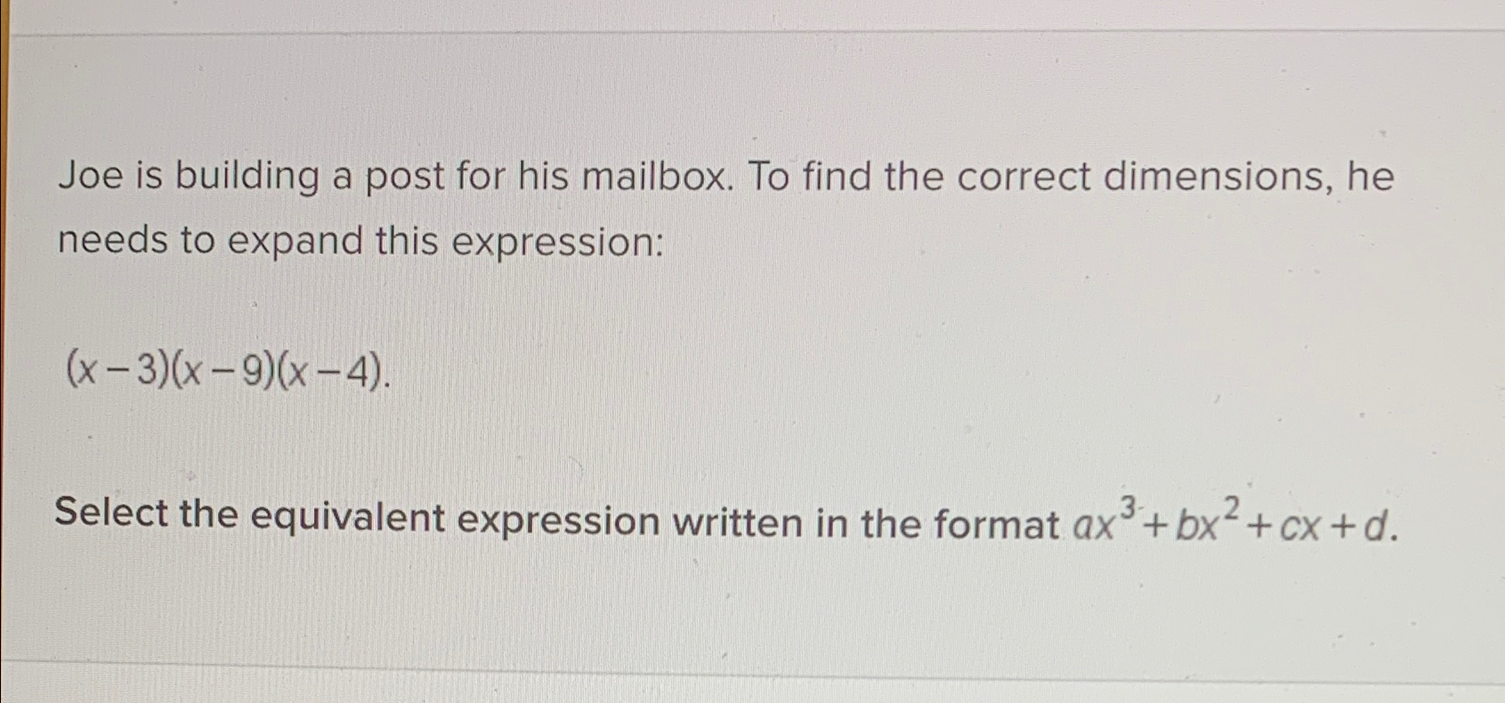 Solved Joe is building a post for his mailbox. To find the | Chegg.com