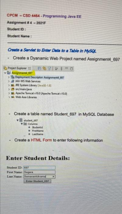Solved Cpcm Csd 4464 Programming Java Ee Assignment 4 4004