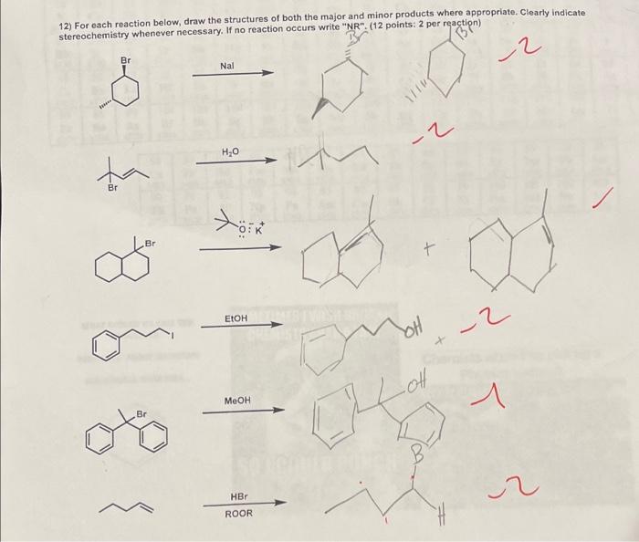 Solved 12) For each reaction below, draw the structures of | Chegg.com