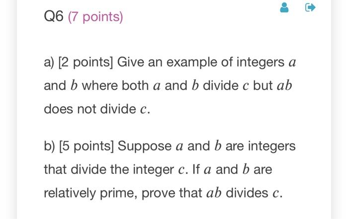 Solved . Q6 (7 points) a) [2 points] Give an example of | Chegg.com