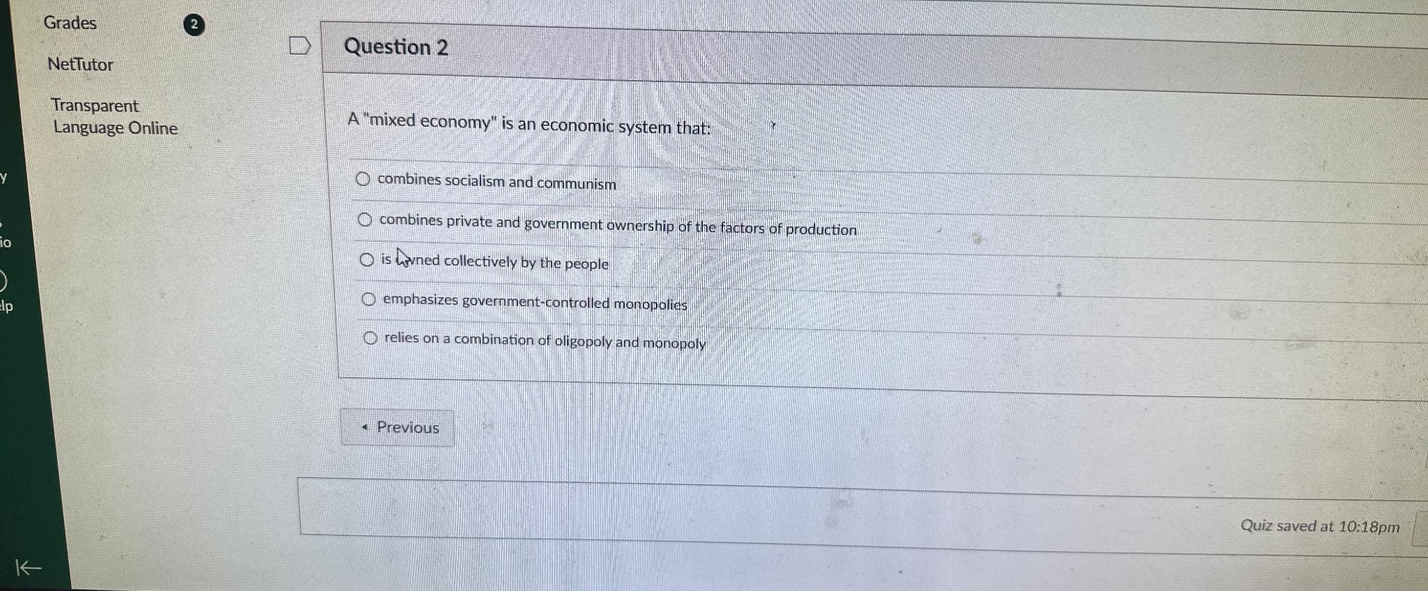 Solved GradesNetTutorTransparentLanguage Online(2)Question | Chegg.com
