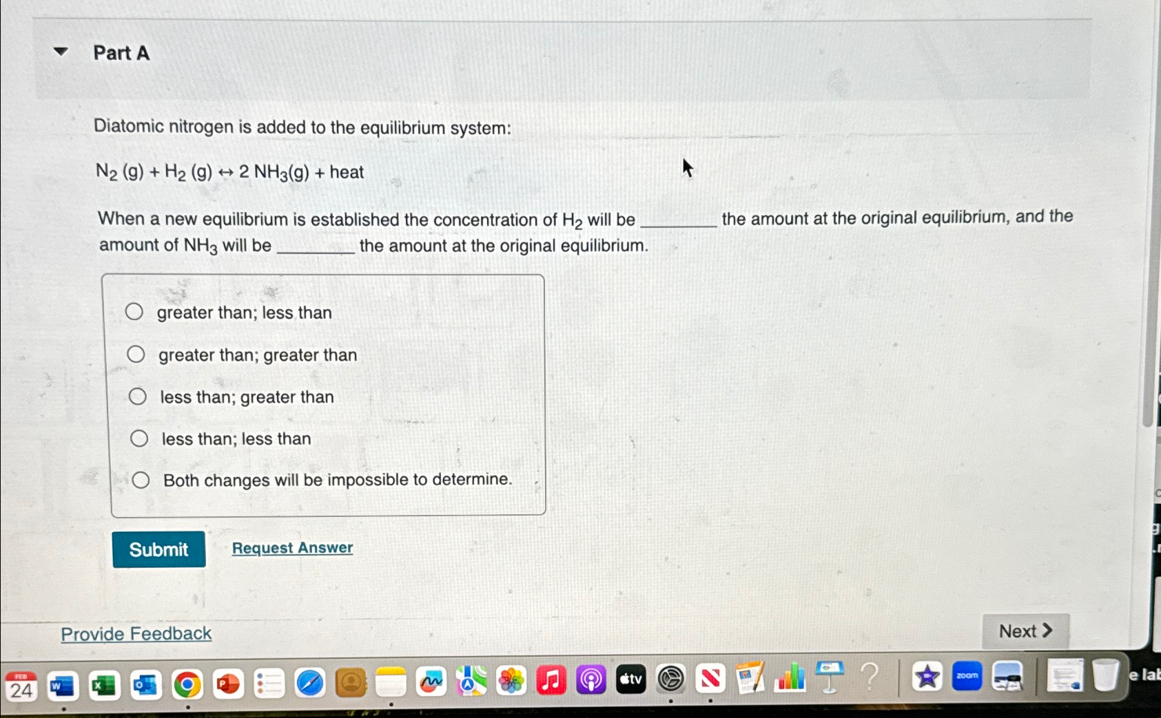 Solved Part ADiatomic nitrogen is added to the equilibrium | Chegg.com