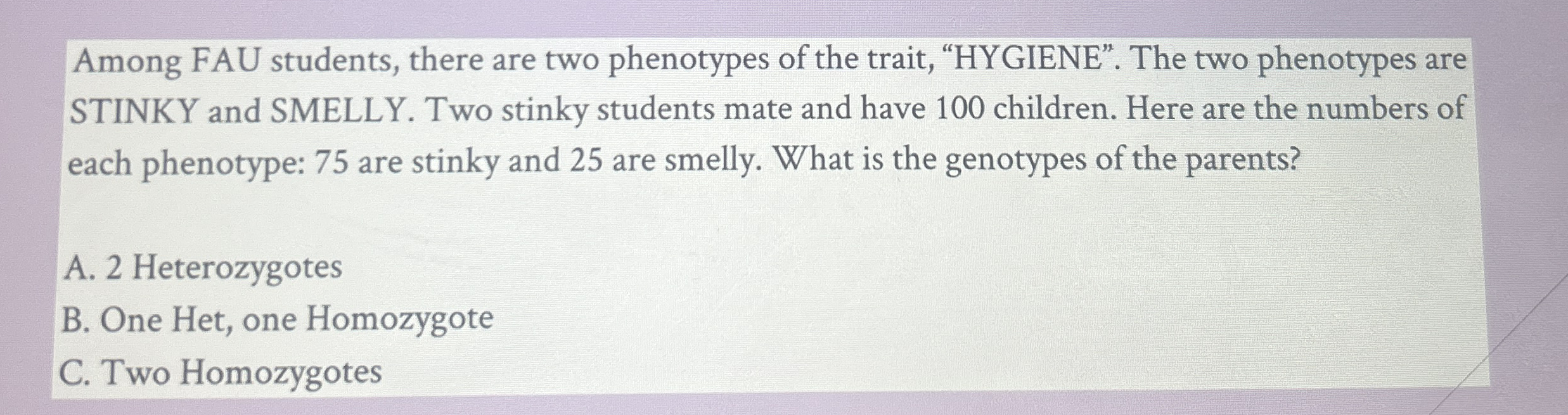 Solved Among FAU students, there are two phenotypes of the | Chegg.com