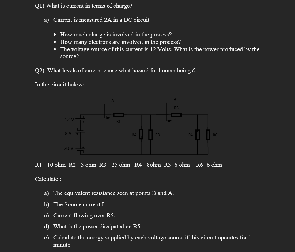 Q1) ﻿What is current in terms of charge?a) ﻿Current | Chegg.com