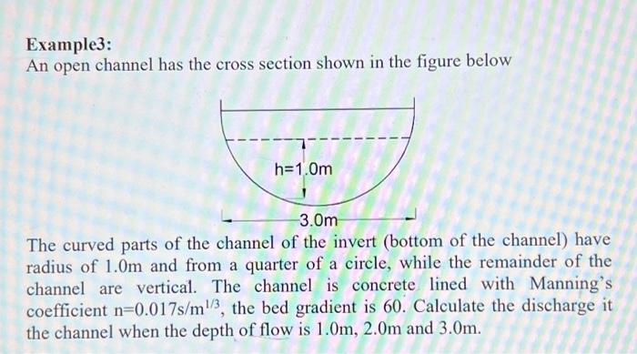Example3: An open channel has the cross section shown | Chegg.com