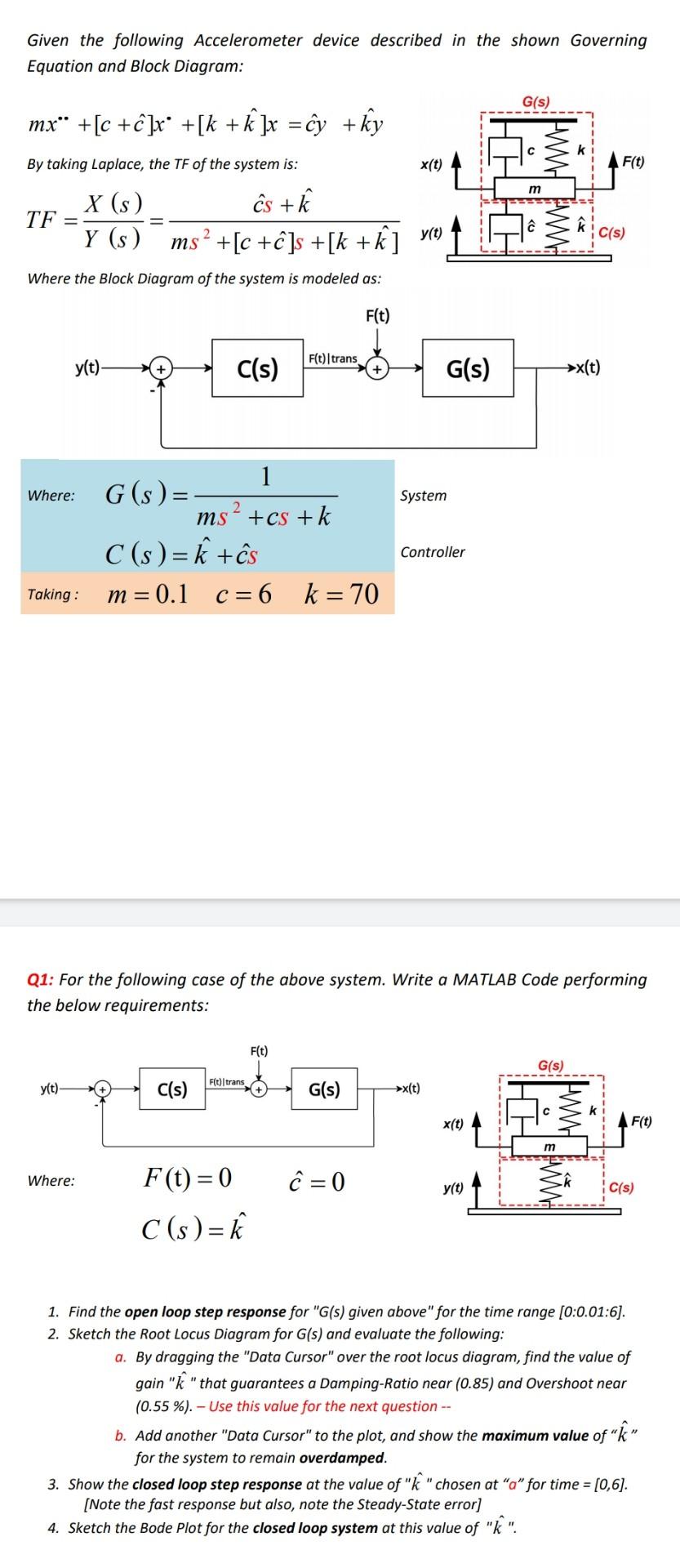 Solved Given the following Accelerometer device described in | Chegg.com
