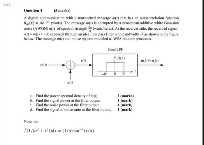 Solved A digital communication with a transmitted message | Chegg.com