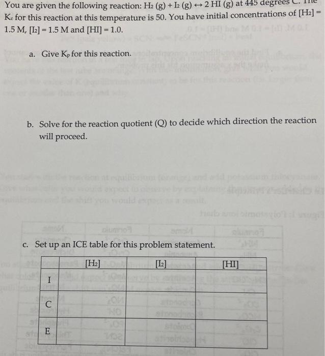 Solved You are given the following reaction: H2( g)+I2( | Chegg.com