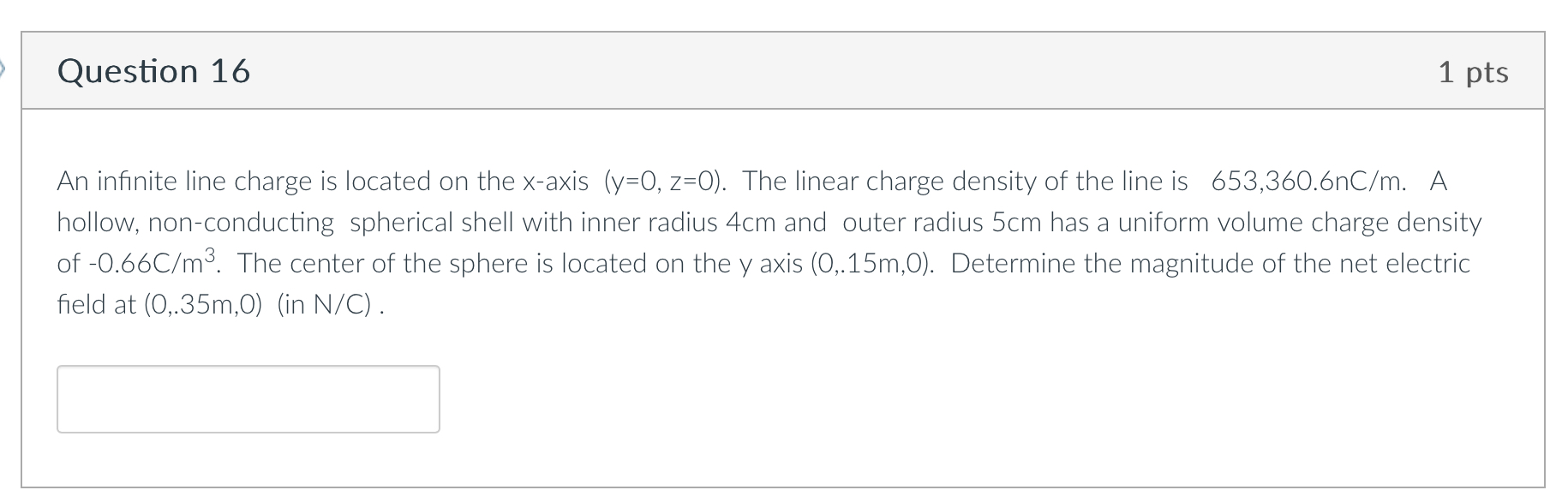 Solved Question 16An ﻿infinite line charge is ﻿located on | Chegg.com