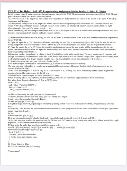 ECE 3331. Dr. Hehert, Fall 2022 Programming A | Chegg.com