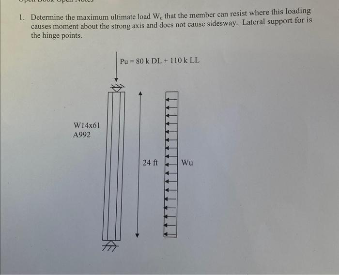 Solved 1. Determine the maximum ultimate load Wu that the | Chegg.com