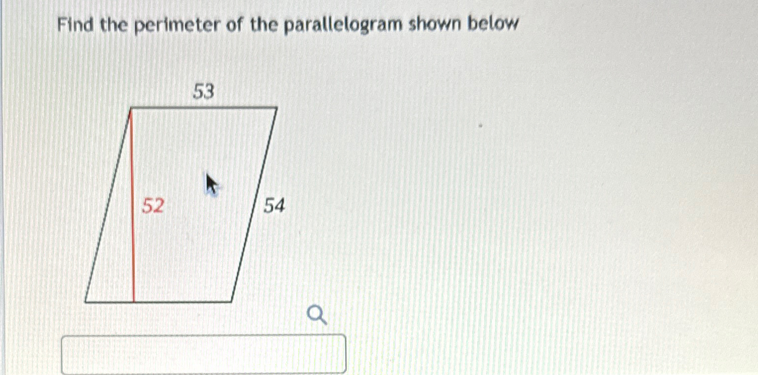 Solved Find the perimeter of the parallelogram shown below | Chegg.com