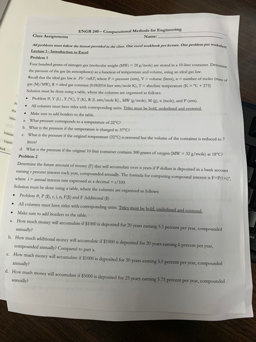 Solved ENGR 240-Computational Methods for Engineering Class | Chegg.com