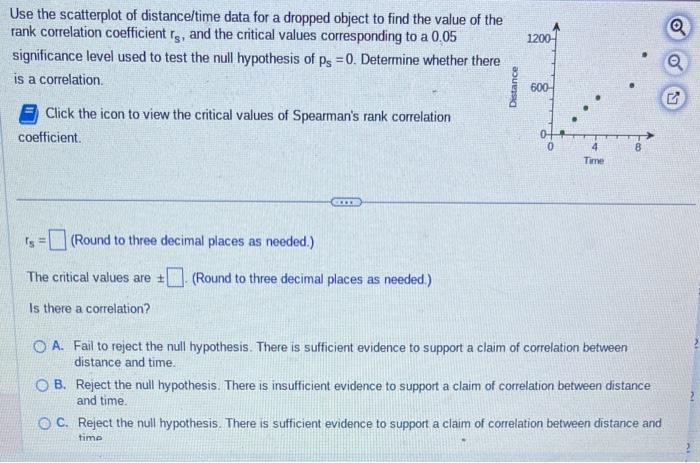 Solved Use the scatterplot of distanceltime data for a | Chegg.com