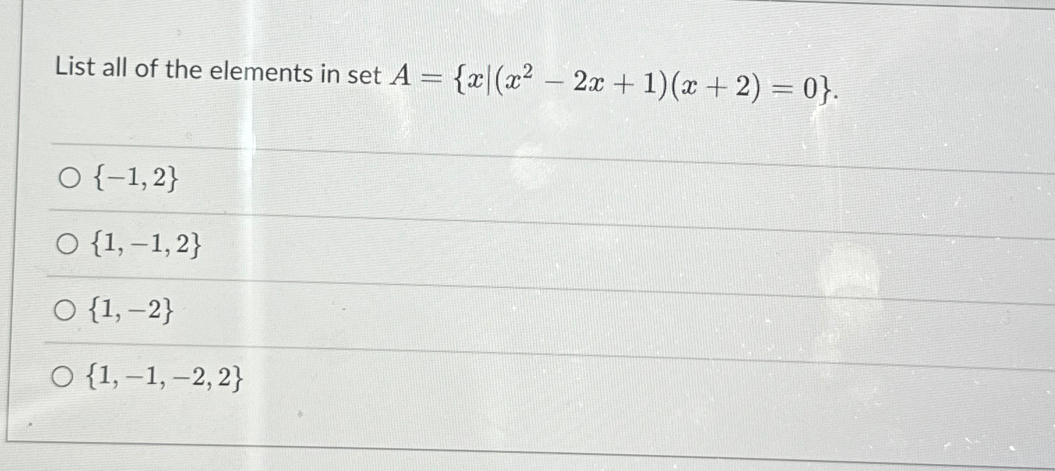 Solved List all of the elements in set | Chegg.com