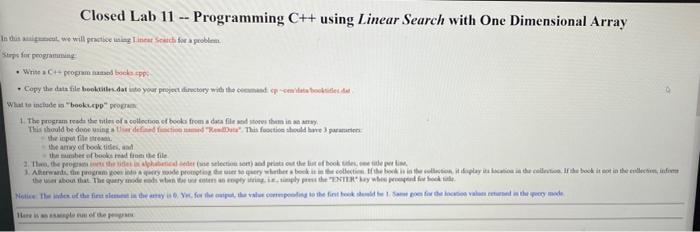 Solved Closed Lab 11 Programming C Using Linear Search