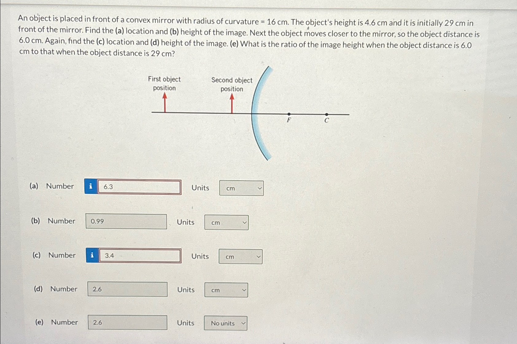 Solved An object is placed in front of a convex mirror with | Chegg.com