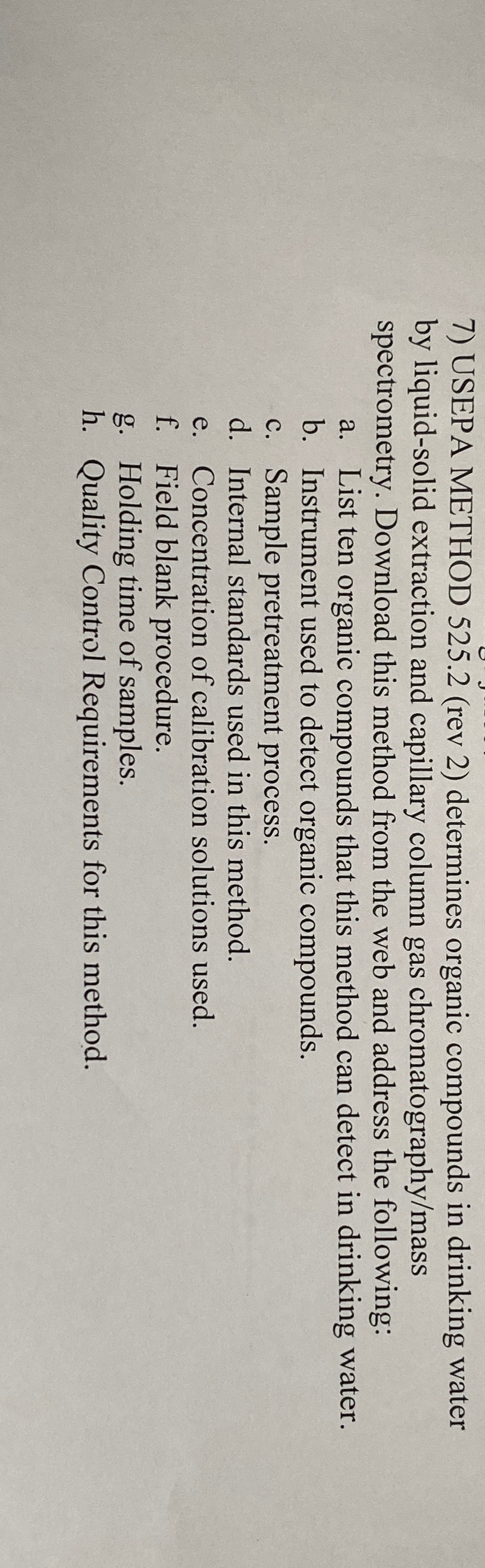 Solved USEPA METHOD 525.2 (rev 2) ﻿determines organic | Chegg.com
