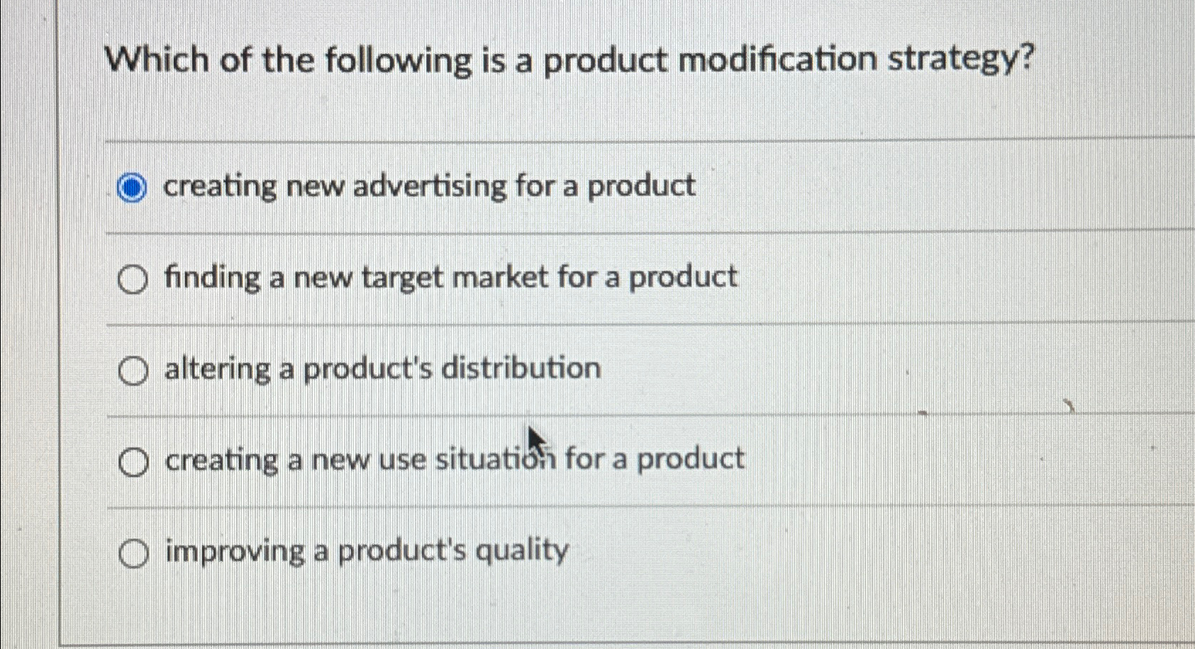 Solved Which of the following is a product modification | Chegg.com