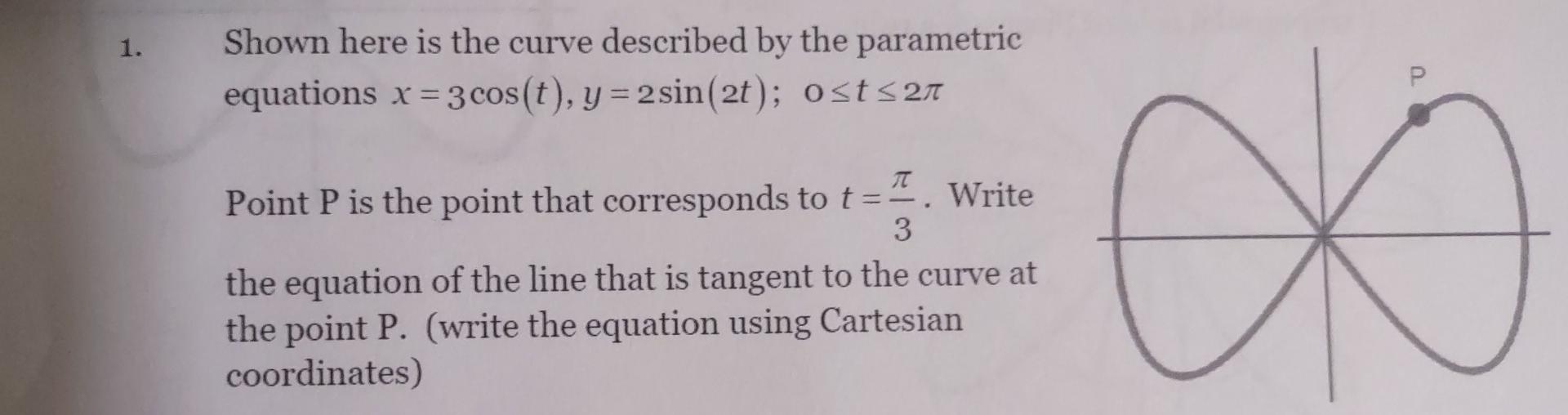 Solved Shown here is the curve described by the parametric | Chegg.com