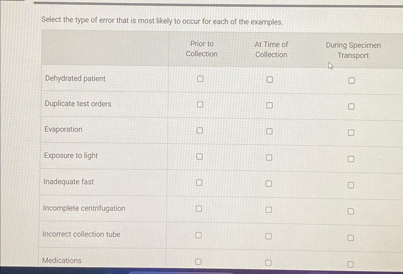Select the type of error that is most likely to occur | Chegg.com