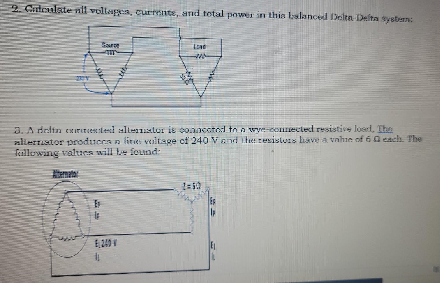 Solved 2. Calculate all voltages, currents, and total power | Chegg.com