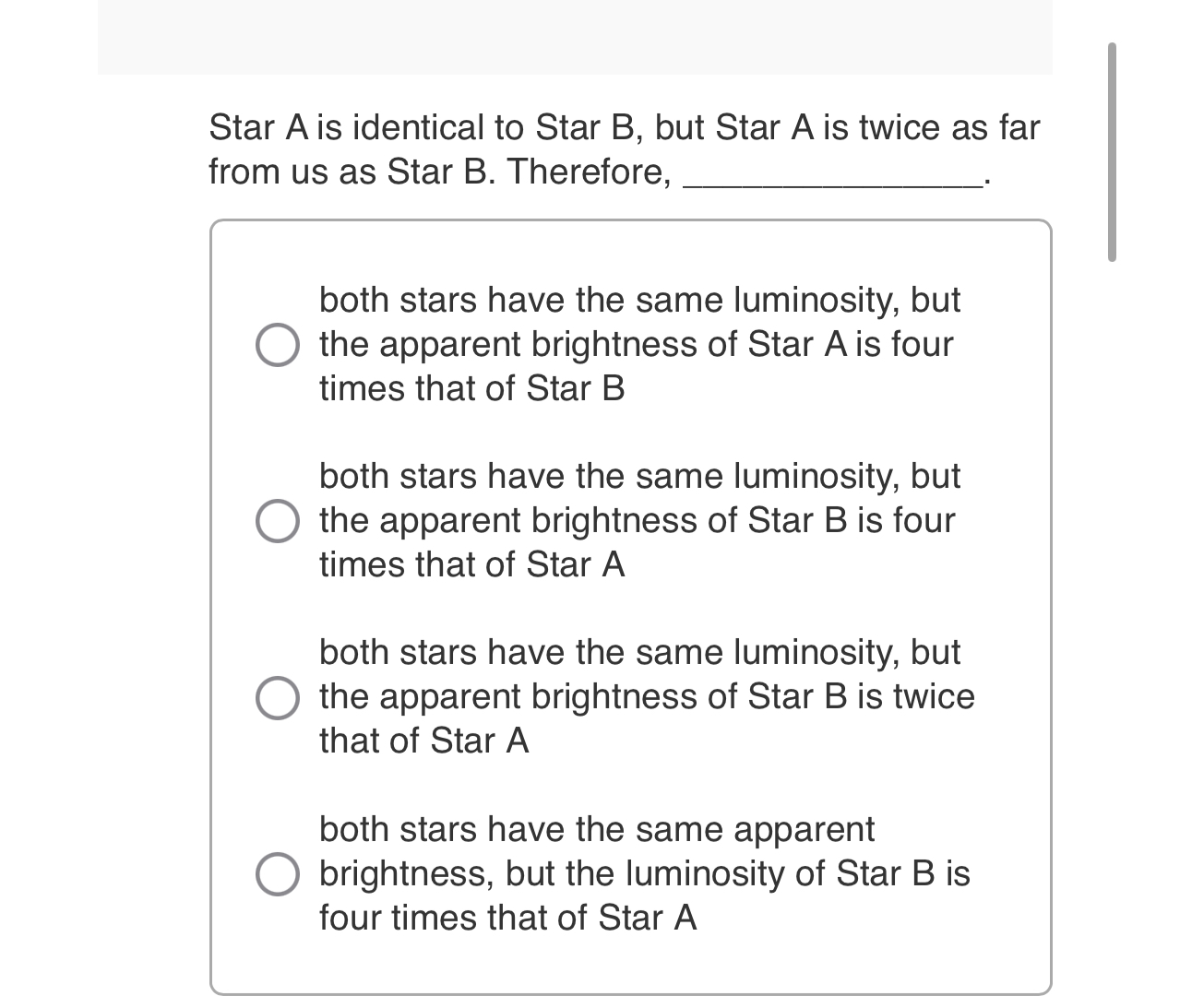 Solved Star A is identical to Star B, ﻿but Star A is twice | Chegg.com