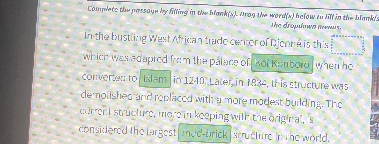 Solved Complete the passage by filling in the blank(s). | Chegg.com