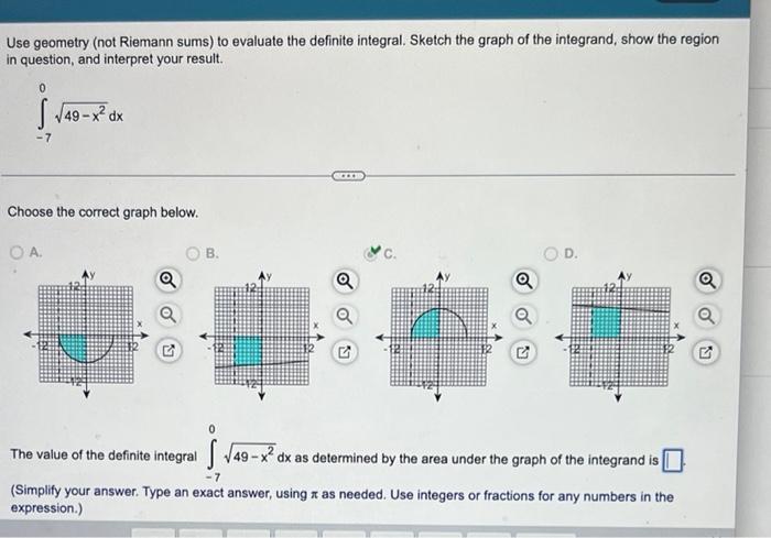 Solved Use geometry (not Riemann sums) to evaluate the | Chegg.com