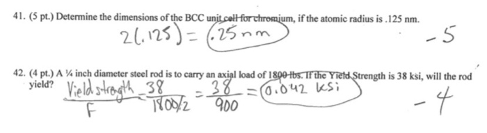 Solved 41. (5 pt.) Determine the dimensions of the BCC unit | Chegg.com