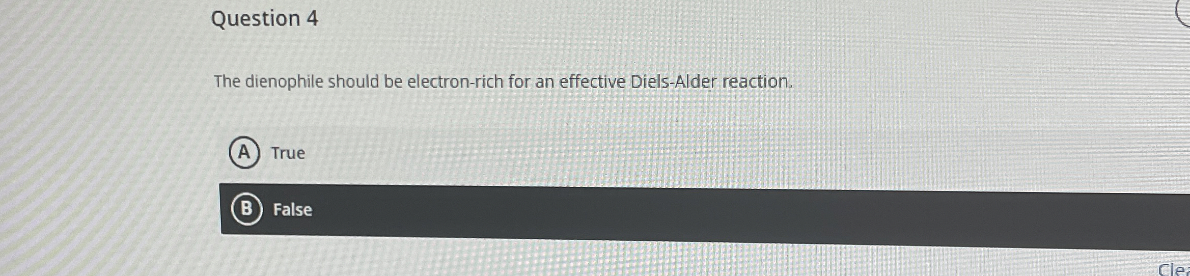 Solved Question 4The dienophile should be electron-rich for | Chegg.com
