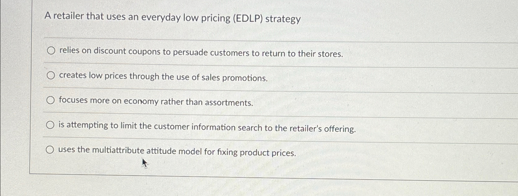 Solved A retailer that uses an everyday low pricing (EDLP) | Chegg.com