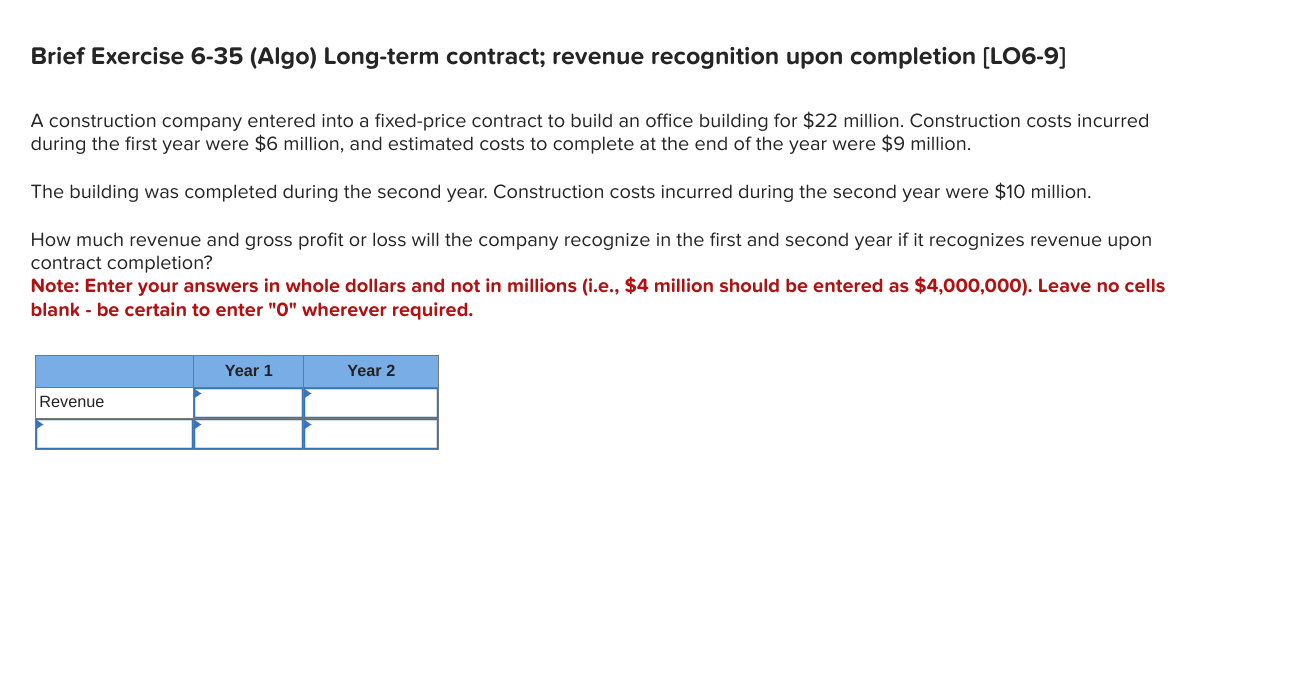 Solved Brief Exercise 6-35 (Algo) ﻿Long-term contract; | Chegg.com