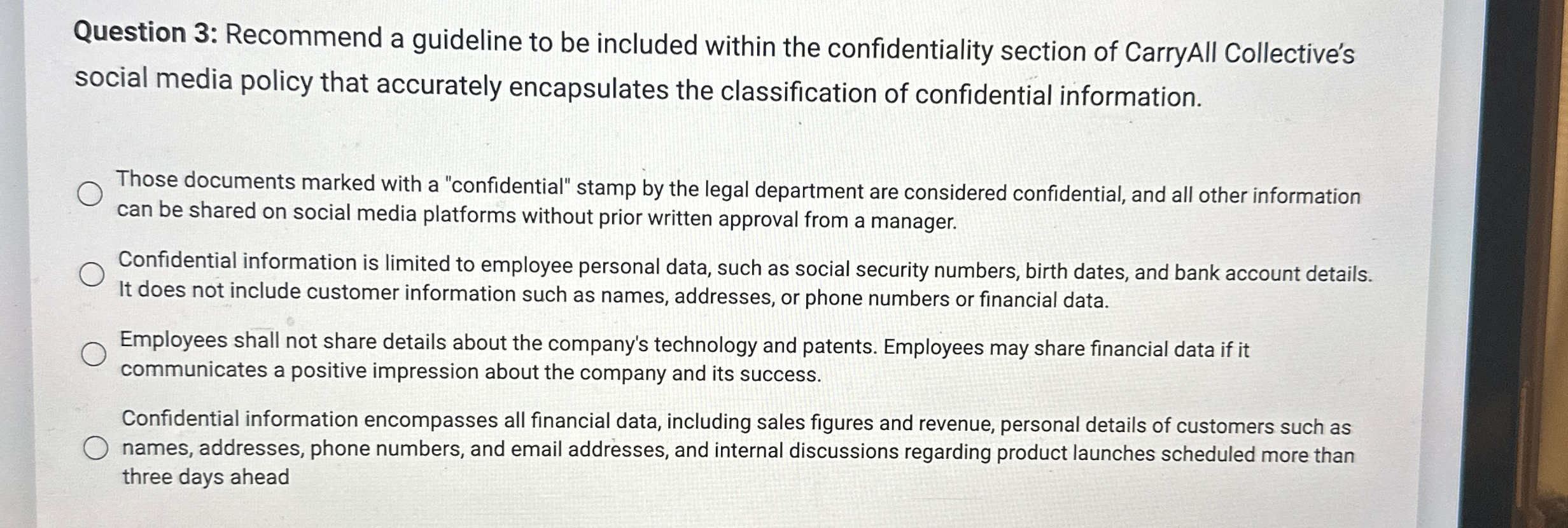 Solved Question 3: Recommend a guideline to be included | Chegg.com