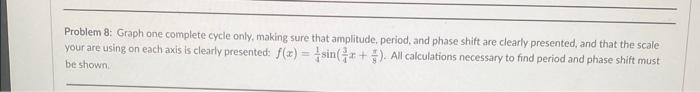 Solved Problem 8: Graph one complete cycle only, making sure | Chegg.com