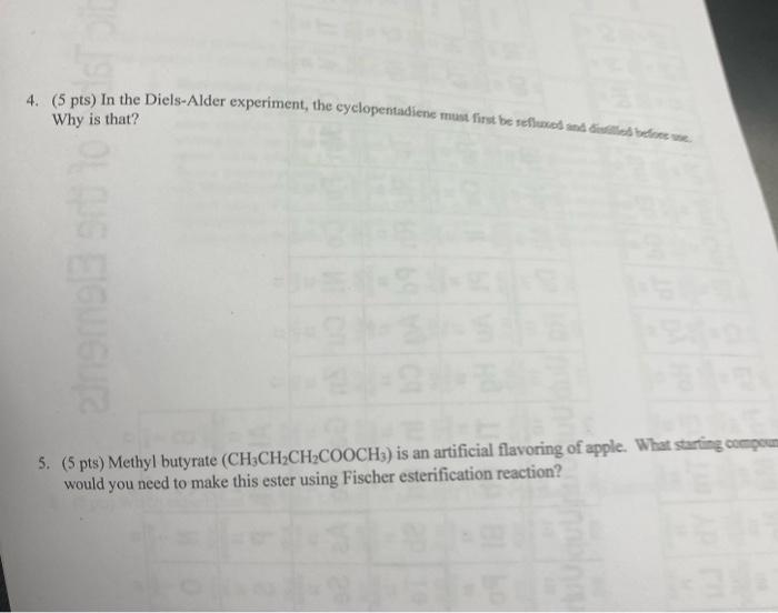 Solved 4. (5 pts) In the Diels-Alder experiment, the | Chegg.com