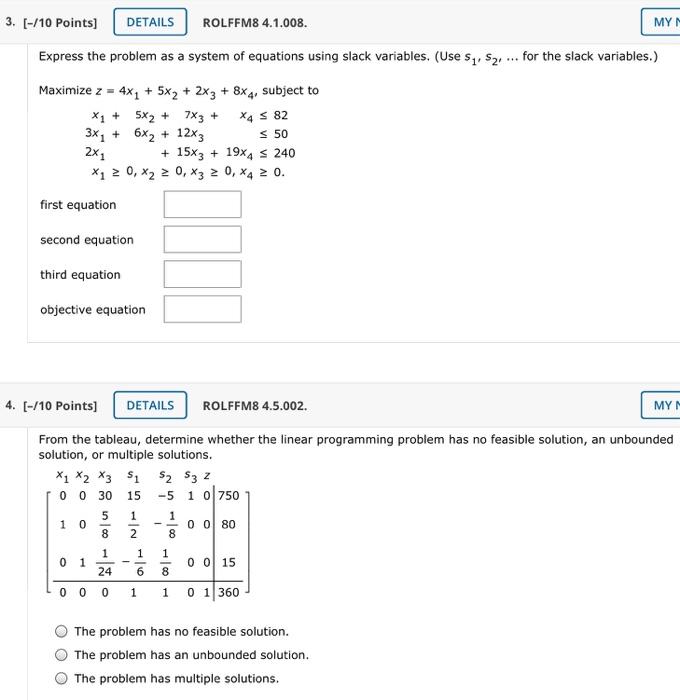 Solved MYN 3. [-/10 Points) DETAILS ROLFFM8 4.1.008. Express | Chegg.com Solved MYN 3. [-/10 Points) DETAILS ROLFFM8 4.1.008. Express | Chegg.com