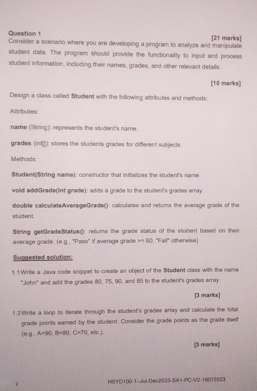 Solved Question 1 [21 marks] Consider a scenario where you | Chegg.com