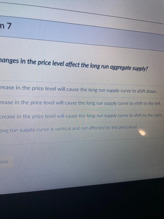Solved Question 7 How do changes in the price level affect | Chegg.com