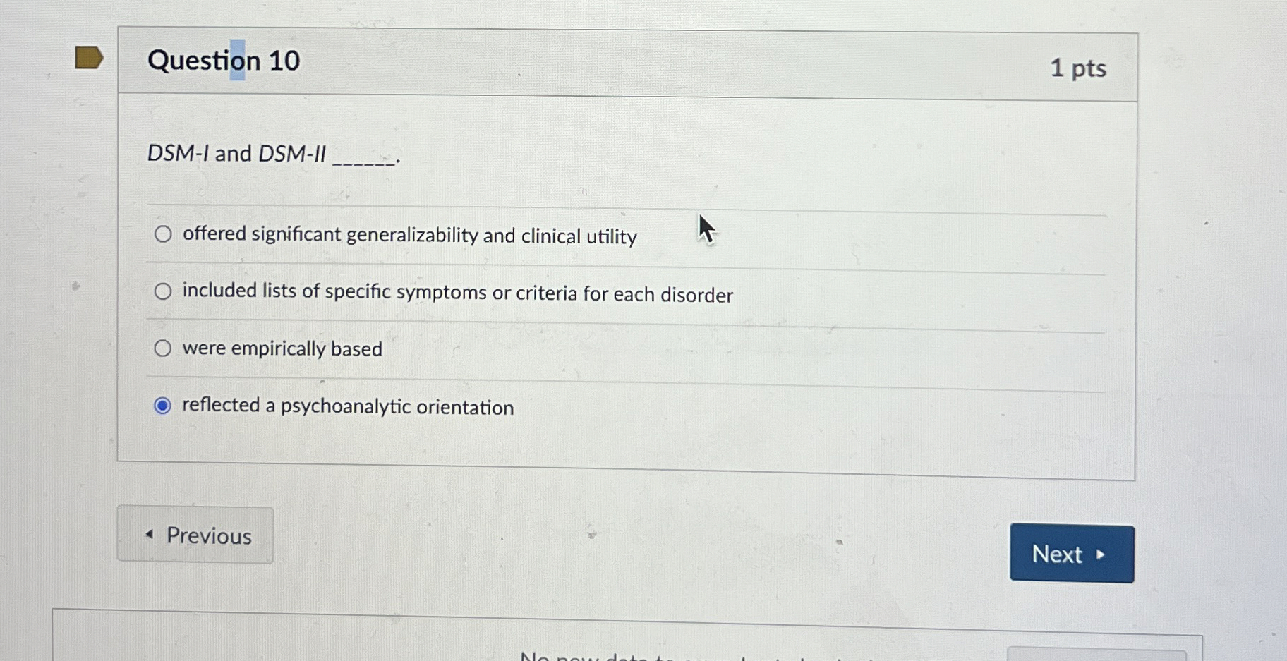 Solved Question 101 ﻿ptsDSM-I and DSM-II q,offered | Chegg.com