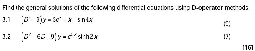 Solved Find the general solutions of the following | Chegg.com