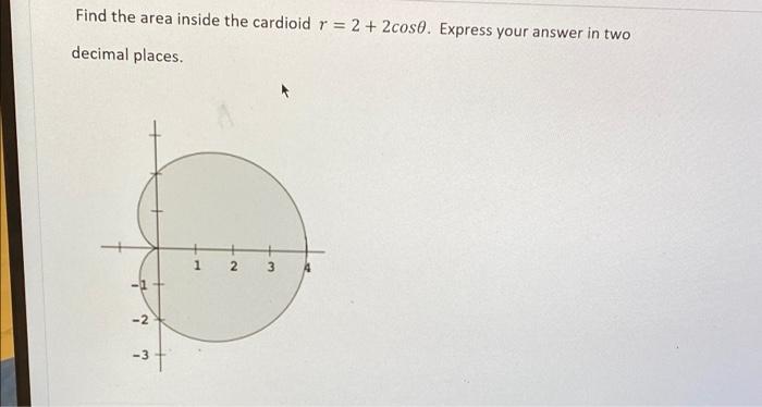 Solved Find the area inside the cardioid r = 2+2cos0. | Chegg.com