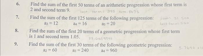 Solved 6. Find the sum of the first 50 terms of an | Chegg.com