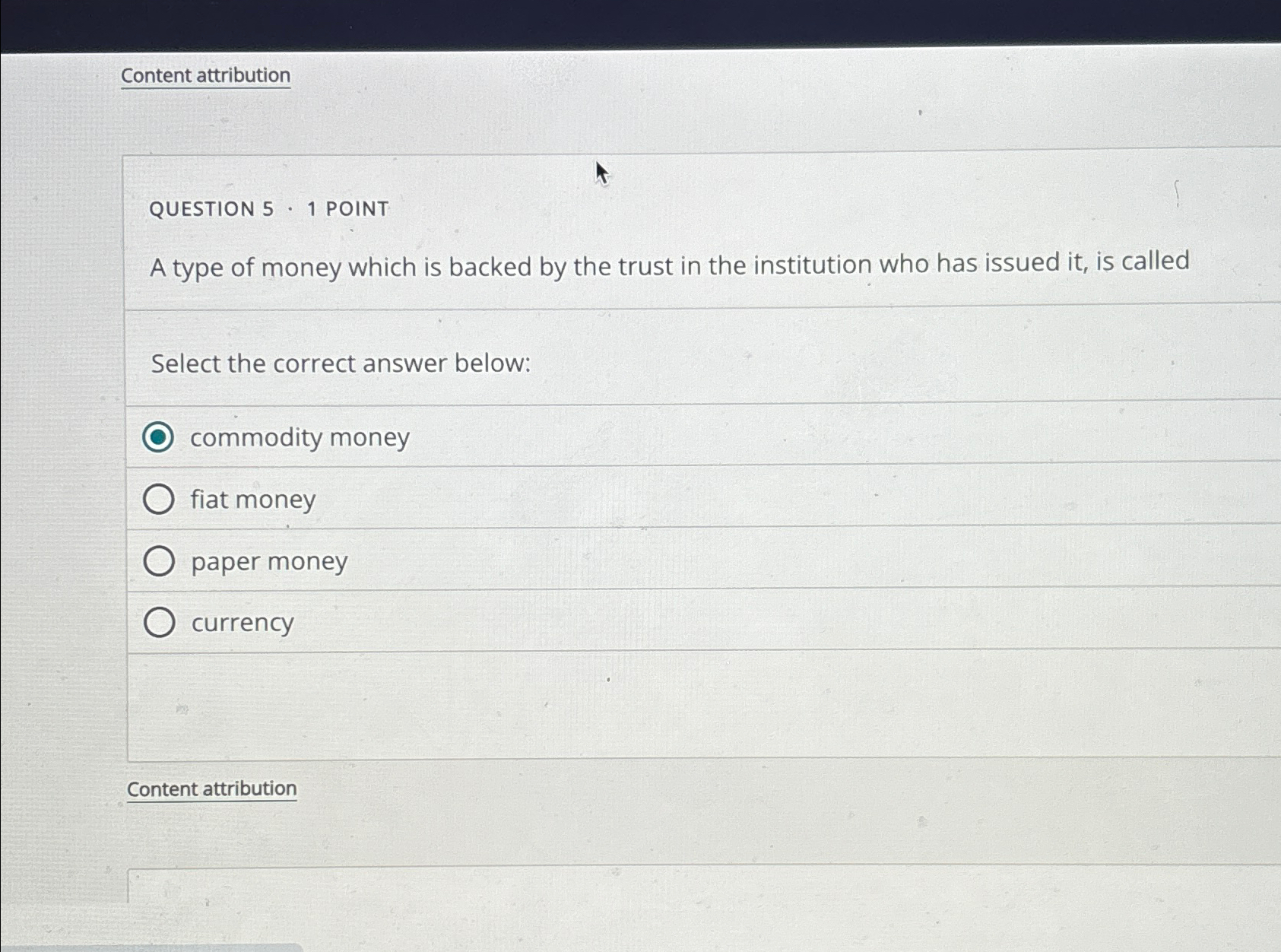 Solved Content attributionQUESTION 5 - 1 POINTA type of | Chegg.com Solved Content attributionQUESTION 5 - 1 POINTA type of | Chegg.com
